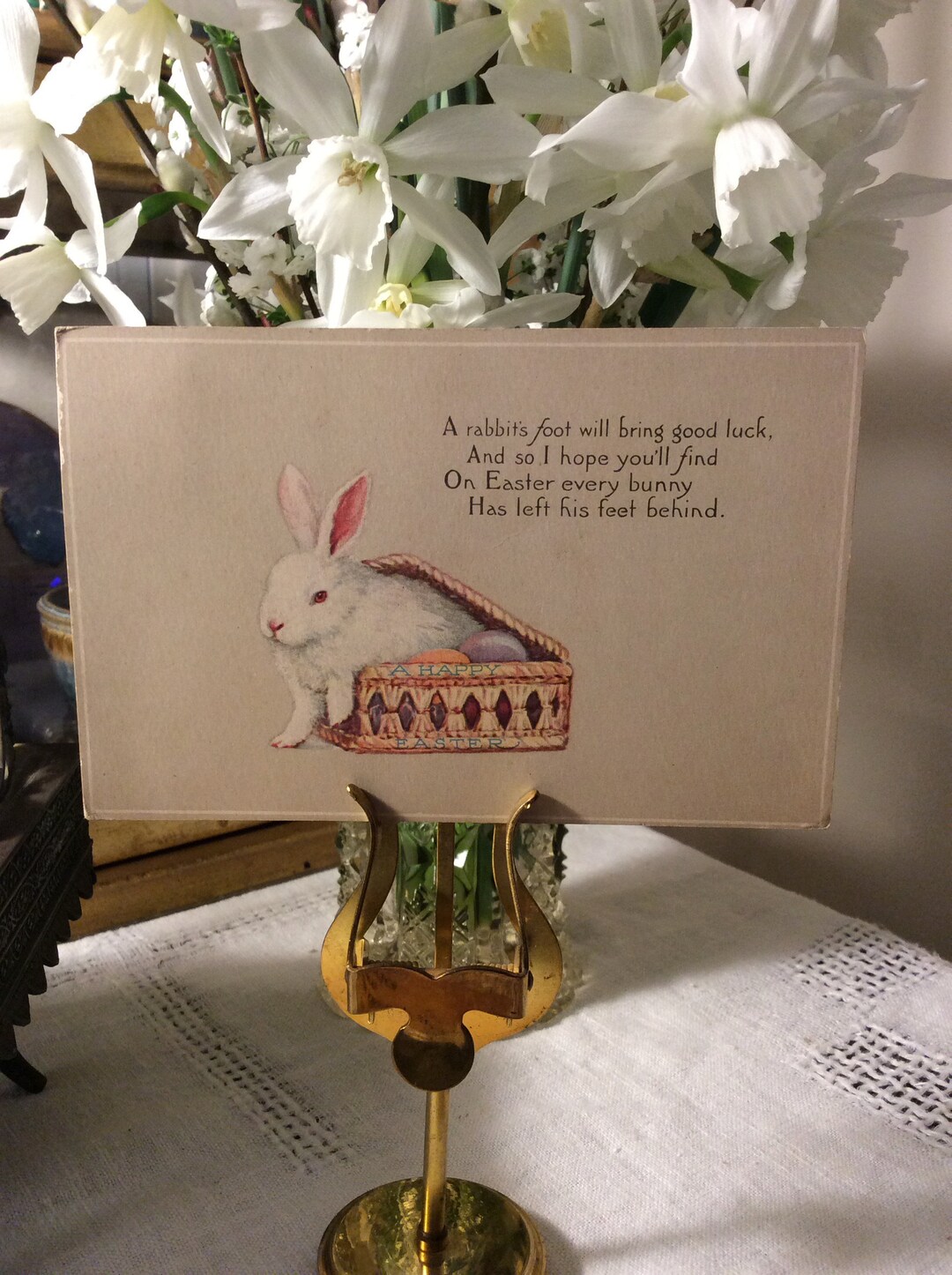 Easter Postcard, Bunny Rabbit, Rabbit's Foot, Good Luck Symbol, 1920's ...