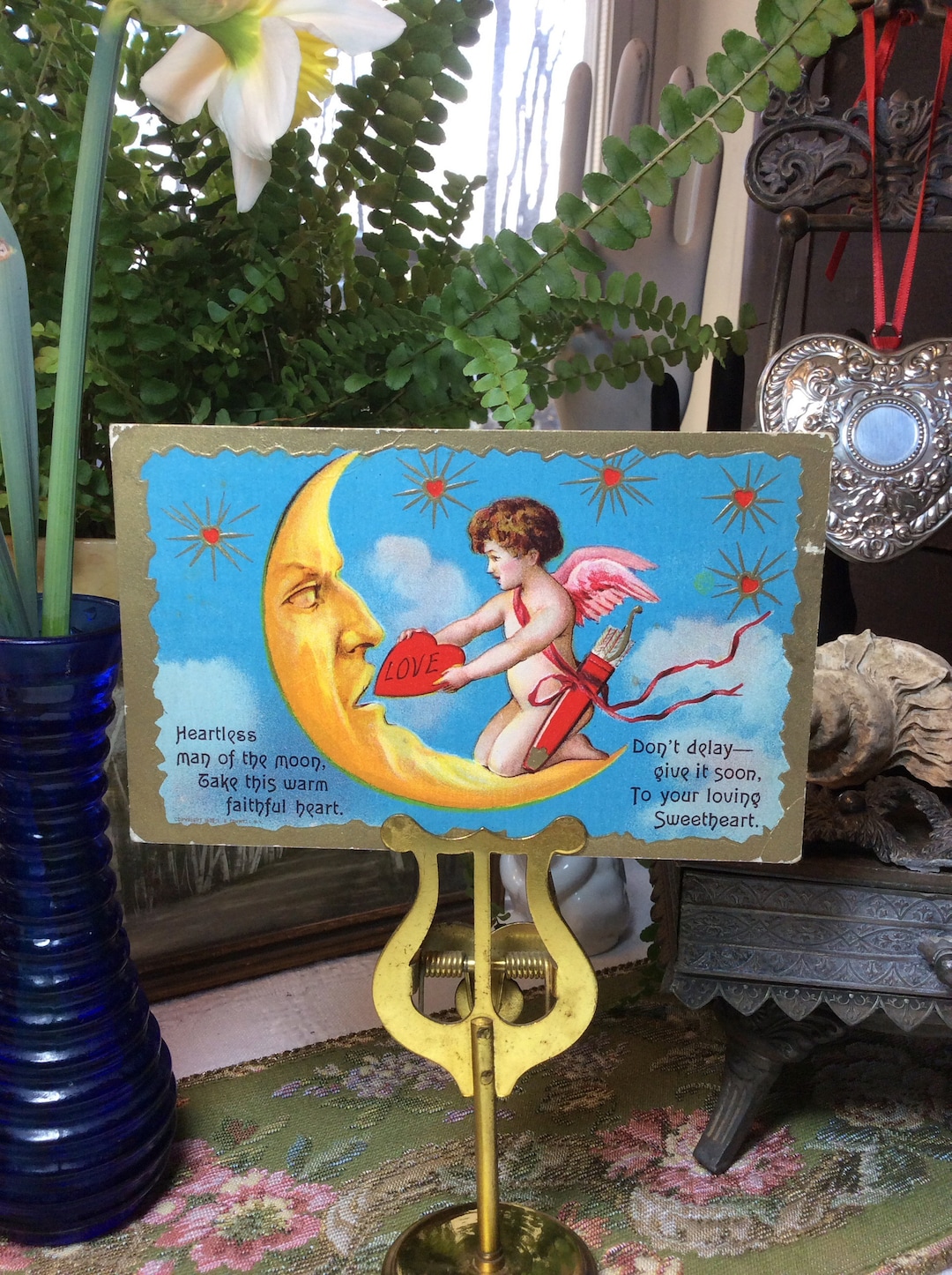 Valentine Man in the Moon Anthropomorphic Moon Cupid Forces - Etsy