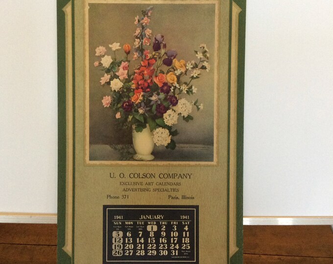 Vintage Advertising Calendar, Floral Litho, U.O. Colson Salesman Sample ...