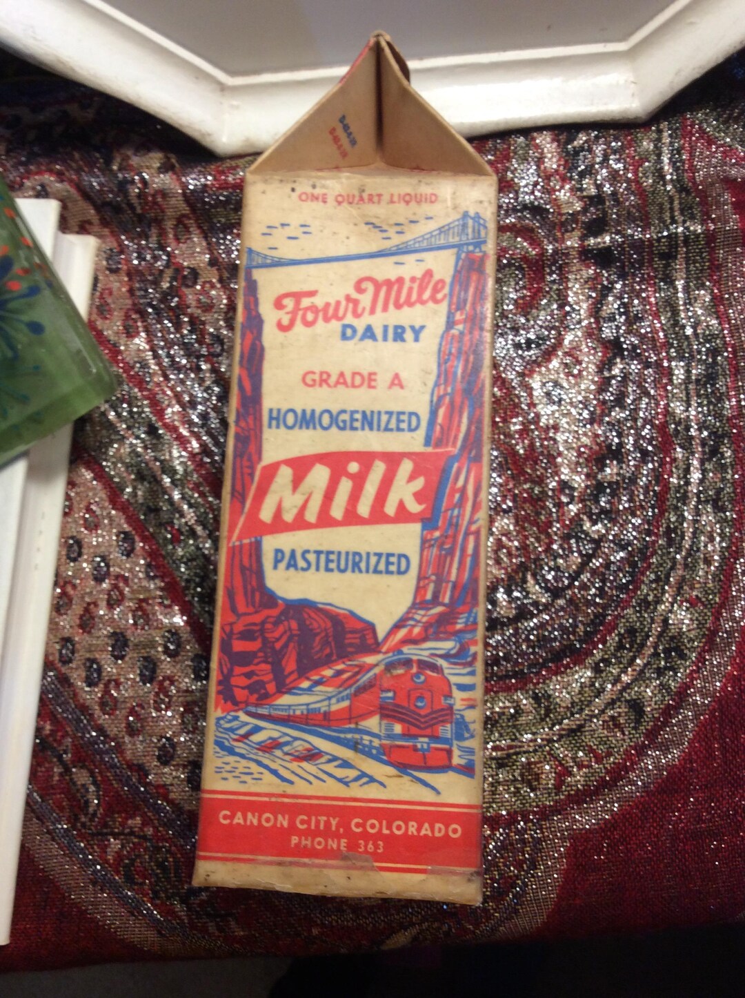Colorado Waxed Milk Carton Canon City Royal Gorge Mid Century Quart ...