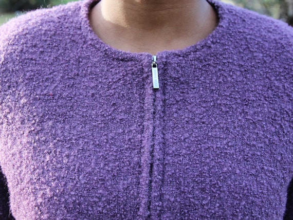 Purple Collarless Shag Jacket - Gem