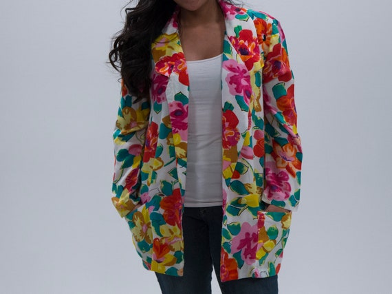 Vintage Bright Floral Jacket - Gem