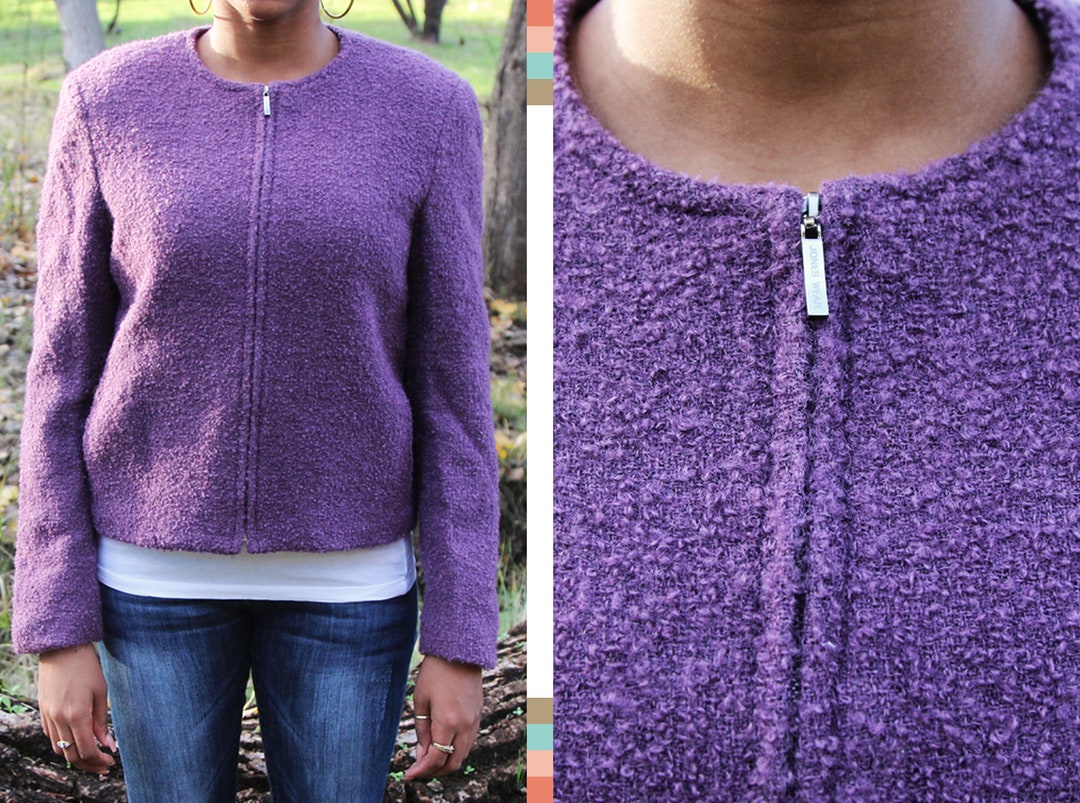 Purple Collarless Shag Jacket - Etsy