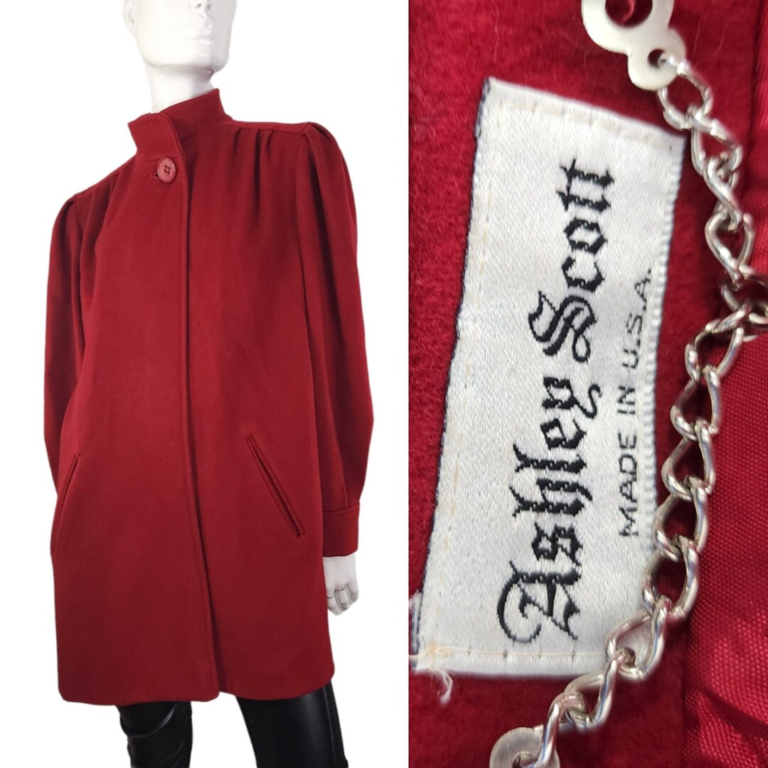 80s Vintage Red Jacket Wool Coat M/L - Etsy