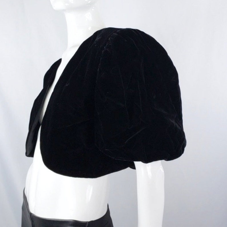 Black Velvet Cropped Poofy Shoulders Jacket L by Positively | Etsy