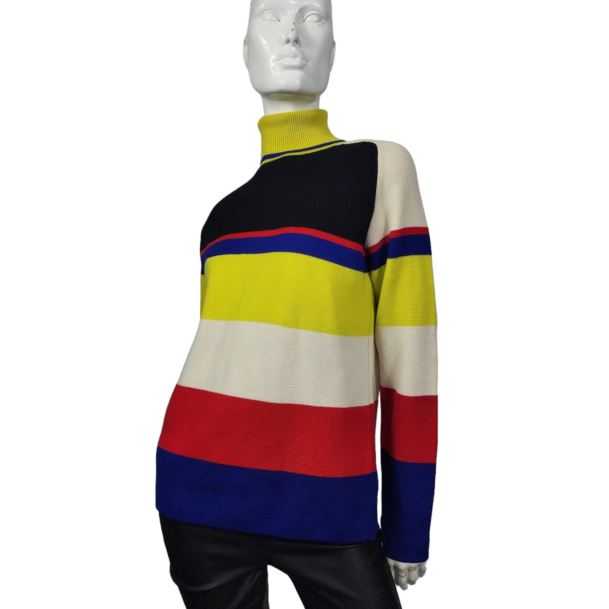 Vintage Colorblock Merino Wool Sweater Medium - Etsy