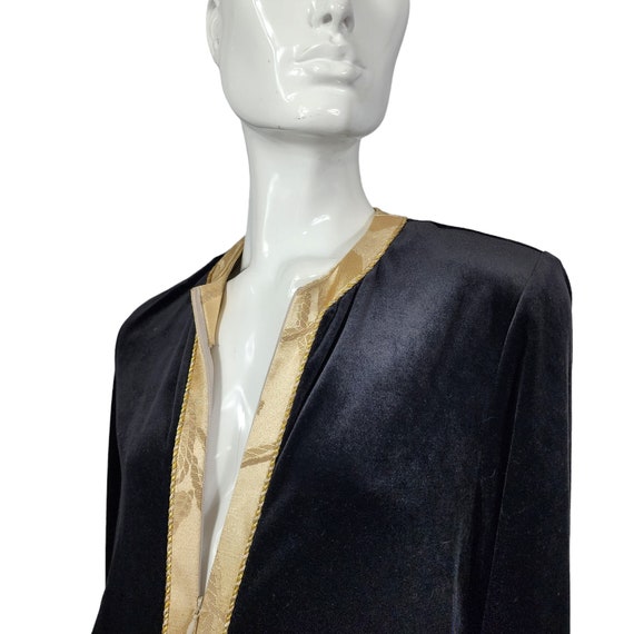 Vintage Raza New York Black Velour Zipper Robe Velour… - Gem