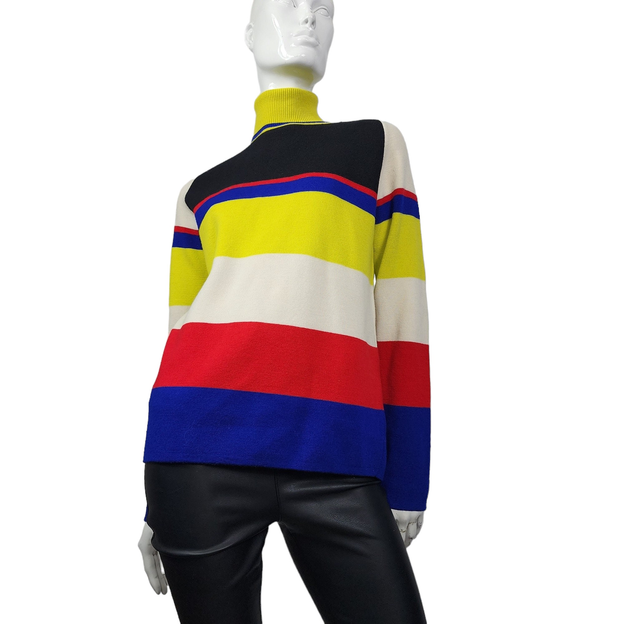 Vintage Colorblock Merino Wool Sweater Medium - Etsy