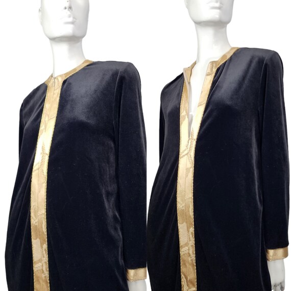 Vintage Raza New York Black Velour Zipper Robe Velour… - Gem