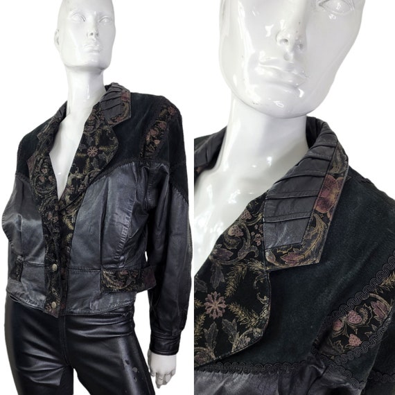 80s black leather jacket - Gem