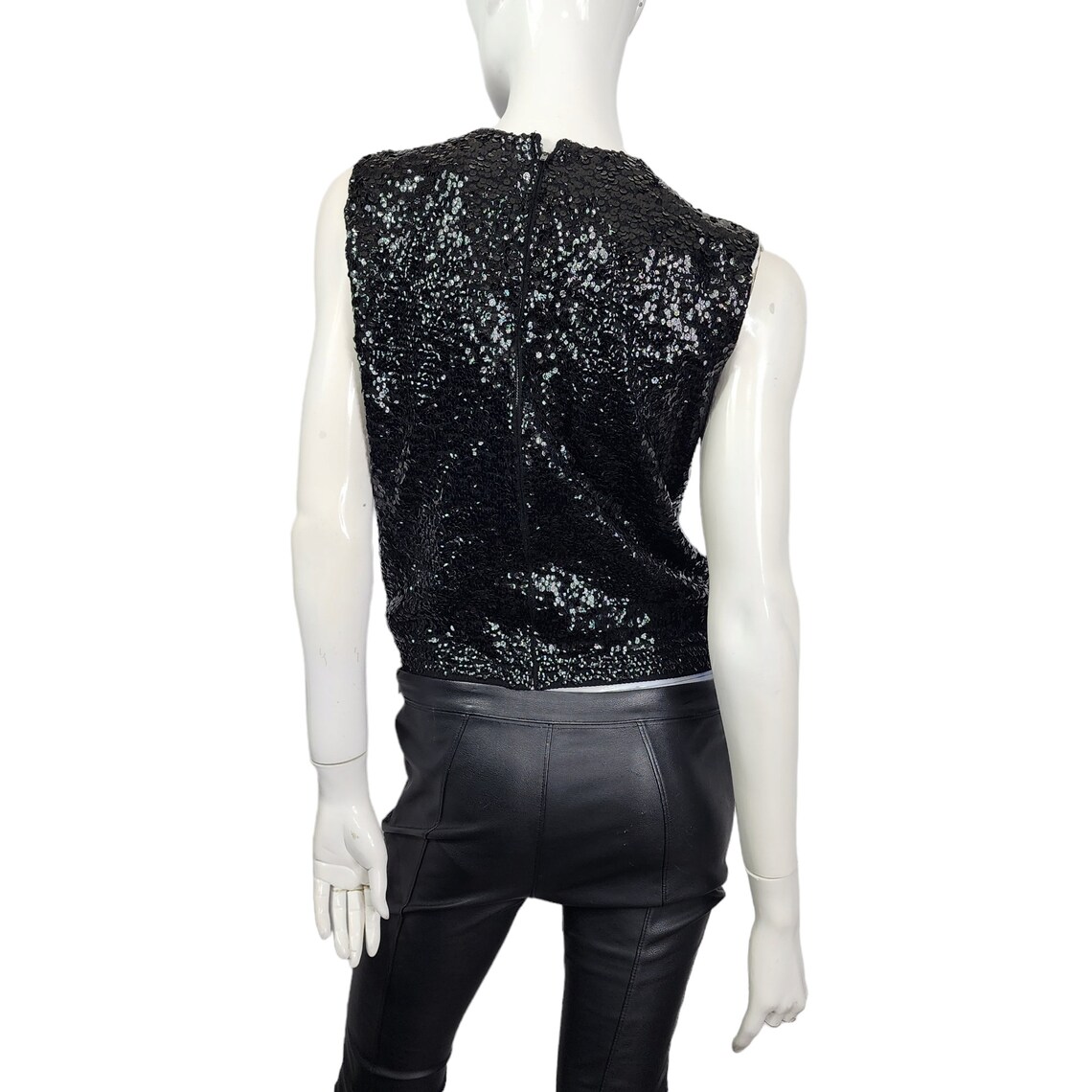 Vintage Black Wool Sequin Top Small - Etsy