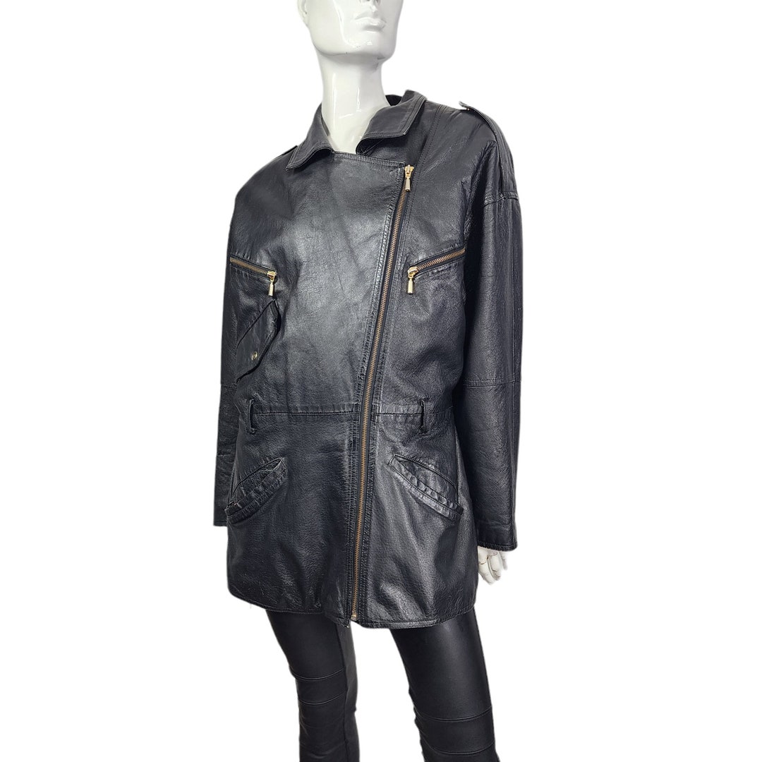 Vintage GIIII Black Leather Jacket Medium - Etsy