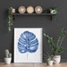 Blue Watercolor Monstera Leaf Print, Botanical Watercolor, Blue Home ...