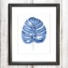 Blue Watercolor Monstera Leaf Print, Botanical Watercolor, Blue Home ...