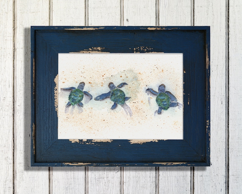 Baby Sea Turtles Watercolor Print Kids Room Turtle Art | Etsy