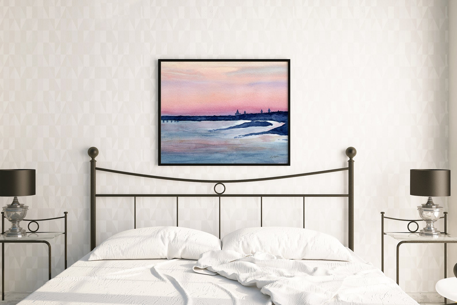 Sunset From Vilano Bridge Watercolor Print, Coastal Abstract Art ...