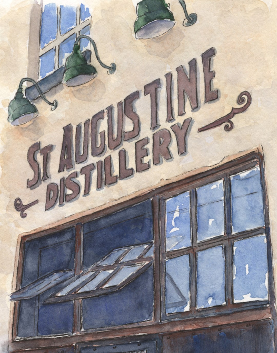 Watercolor Print St. Augustine Distillery, Industrial Art Print - Etsy
