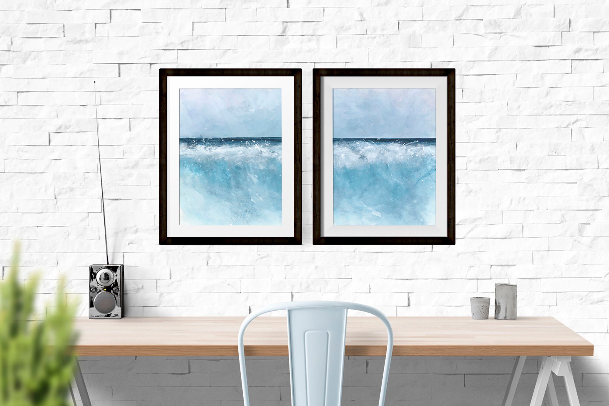 Seascape Watercolor Diptych Prints, Coastal Interior Wall Art, Beach ...