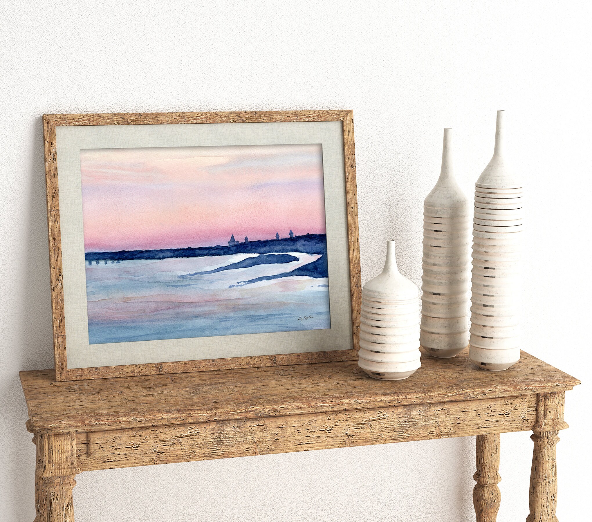 Sunset From Vilano Bridge Watercolor Print, Coastal Abstract Art ...