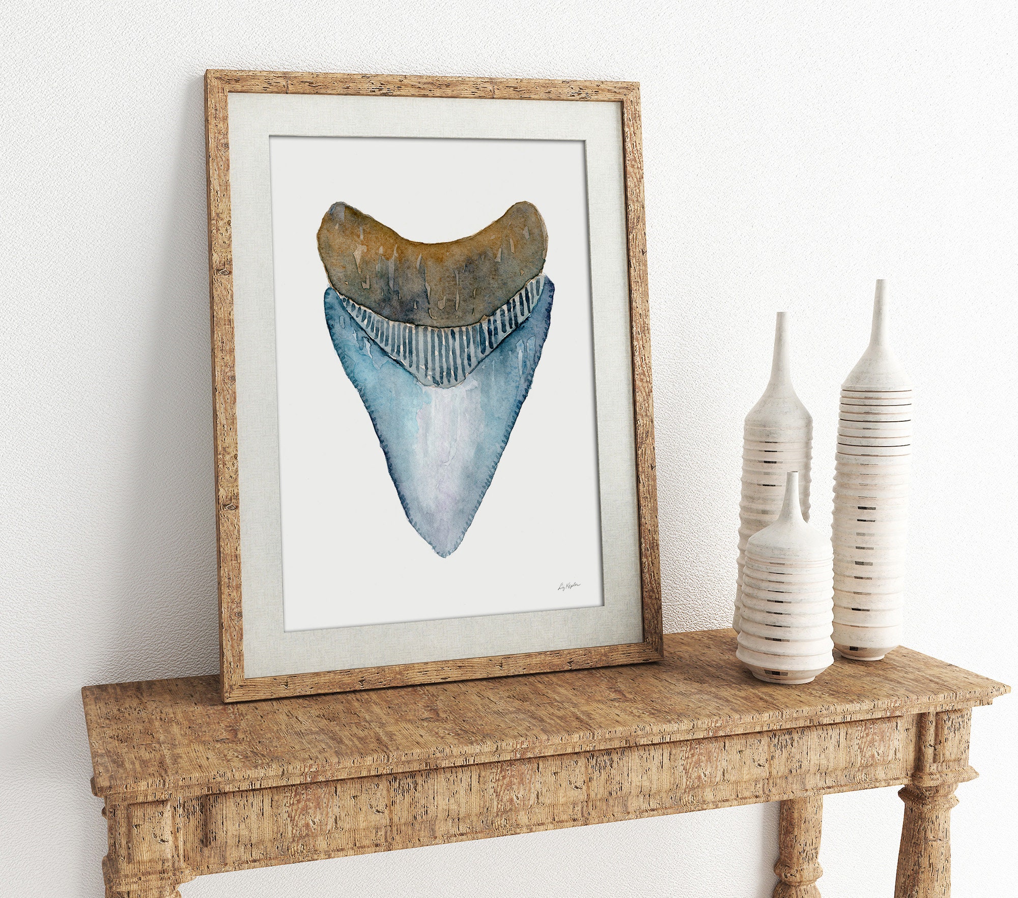 Shark Teeth Watercolor Prints, Set of Two, Blue, Beach House Decor - Etsy