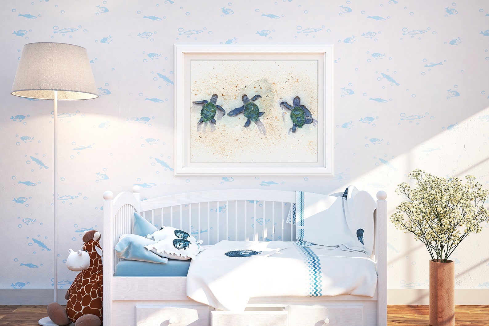 Baby Sea Turtles Watercolor Print Kids Room Turtle Art | Etsy