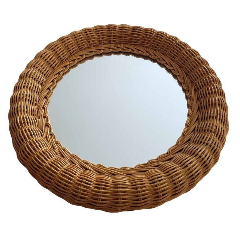 Round Wicker Frame Mirror - Etsy