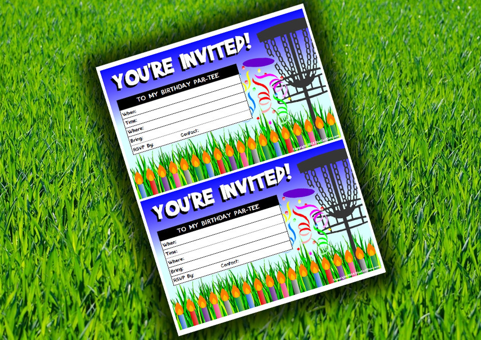 Disc Golf Birthday Party Invitations - Generic / Write in / Blank ...