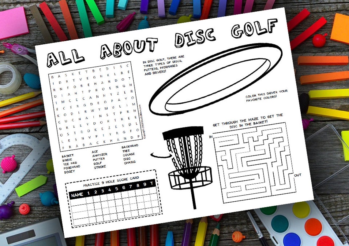 Kids Disc Golf Activity Work Sheet - Etsy
