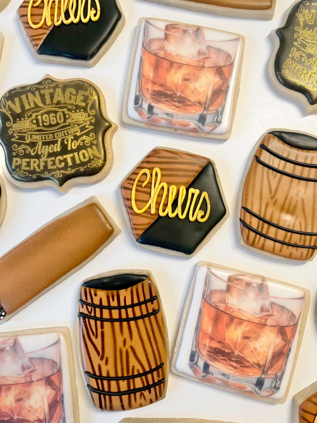 Whiskey and Cigar Birthday Cookies 1 Dozen - Etsy