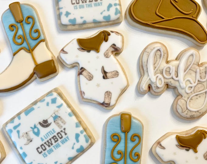Rodeo Baby Shower Cookies First Rodeo Cowboy Western Cookies - Etsy
