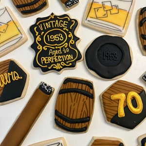 Whiskey and Cigar Birthday Cookies 1 Dozen - Etsy