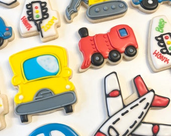 Transportation Theme Cookies / Truck Cookies/ Cars Cookies/ 24 Cookies ...
