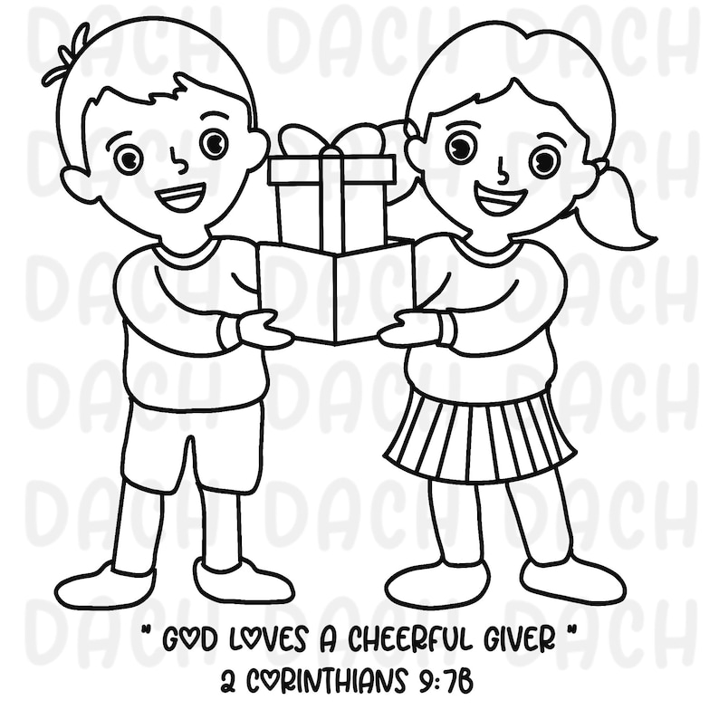 Cheerful Giver Coloring Page - Etsy