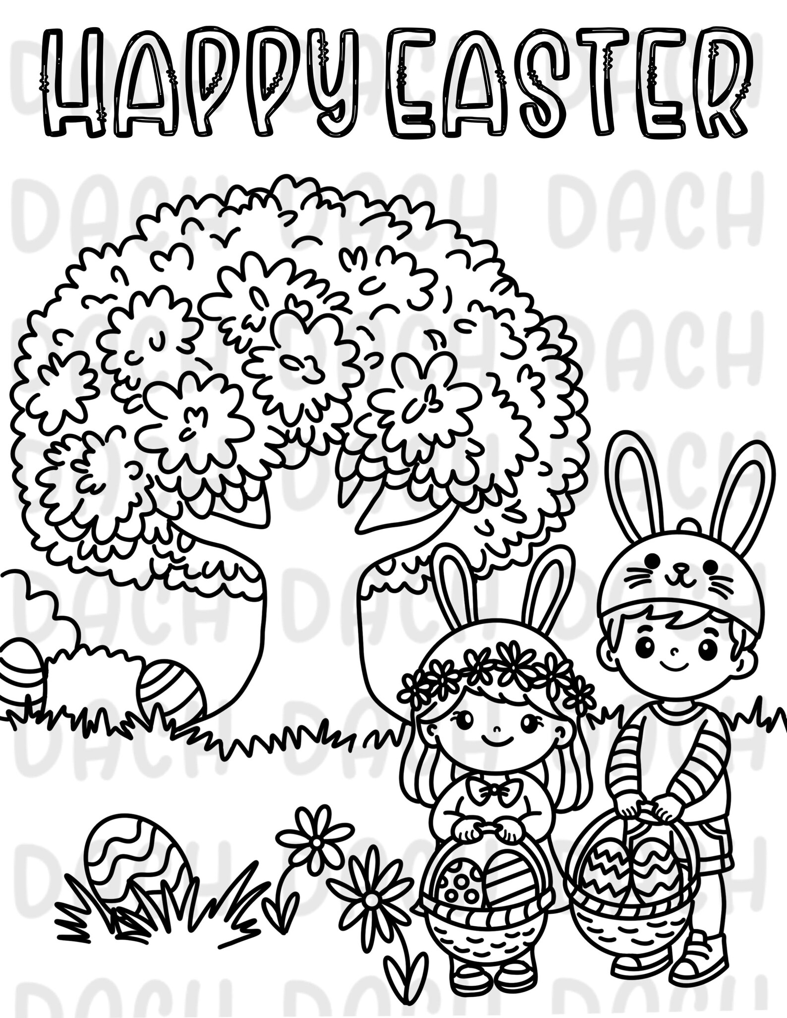 Happy Easter Coloring Page - Etsy