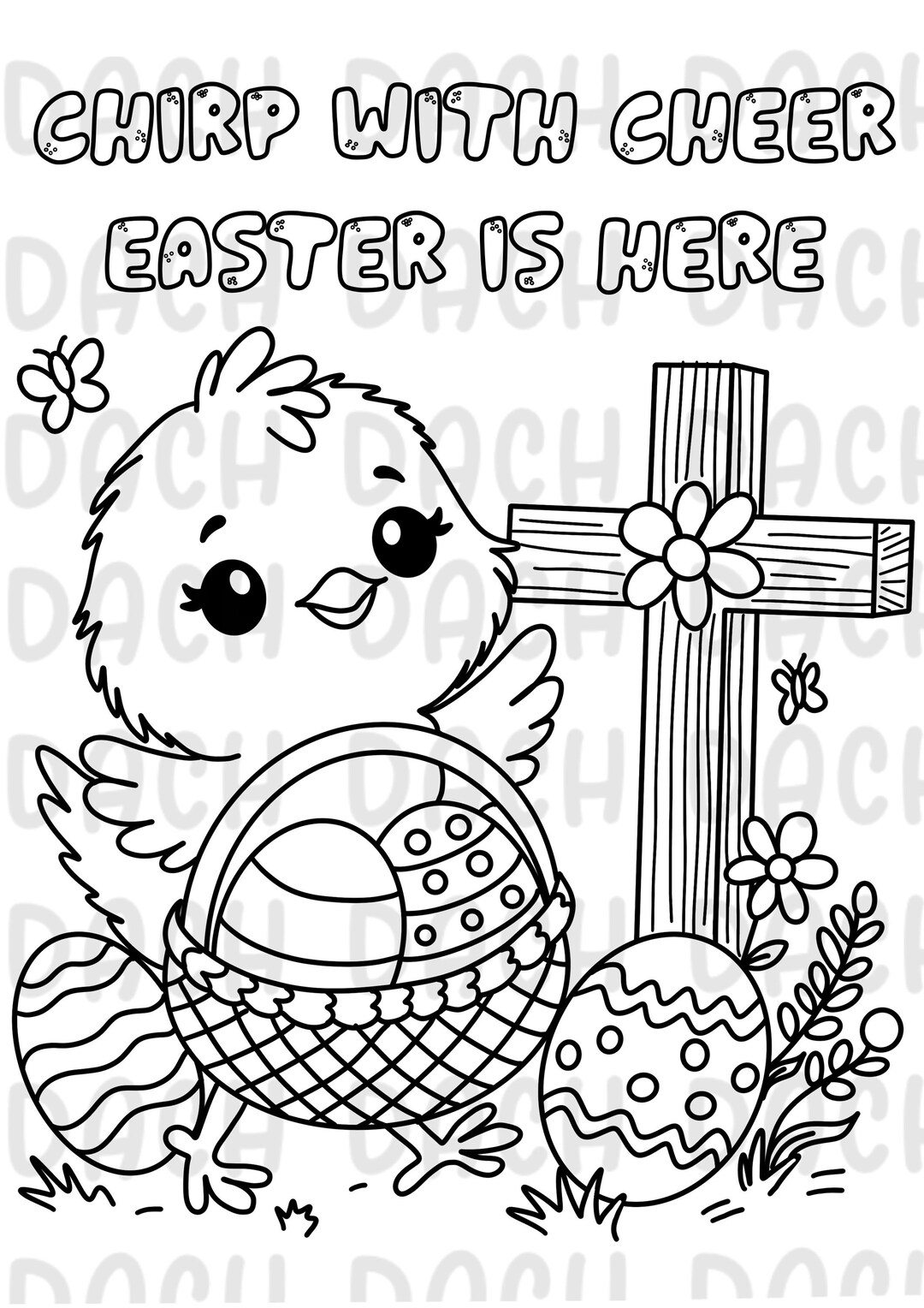 Chirp With Cheer, Easter is Here Coloring Page - Etsy