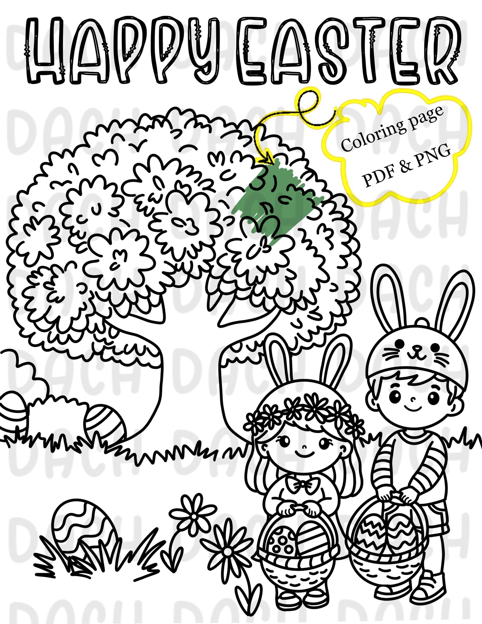 Happy Easter Coloring Page - Etsy
