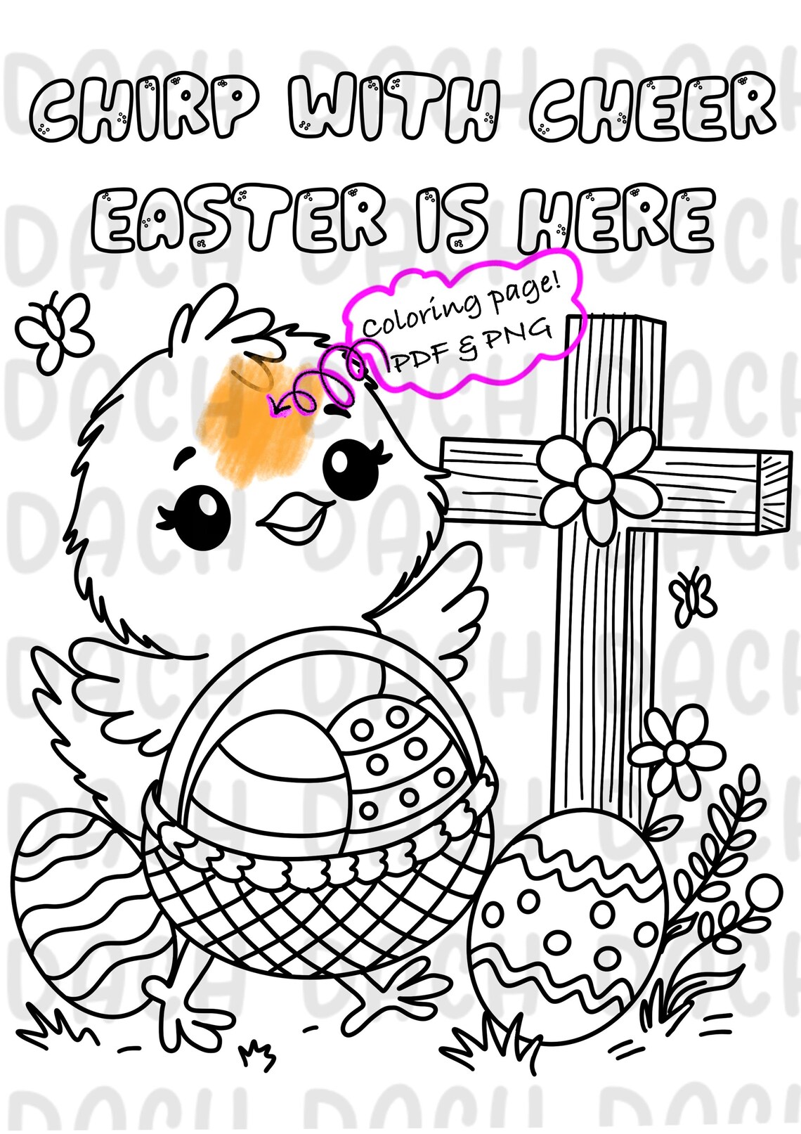 Chirp With Cheer, Easter is Here Coloring Page - Etsy