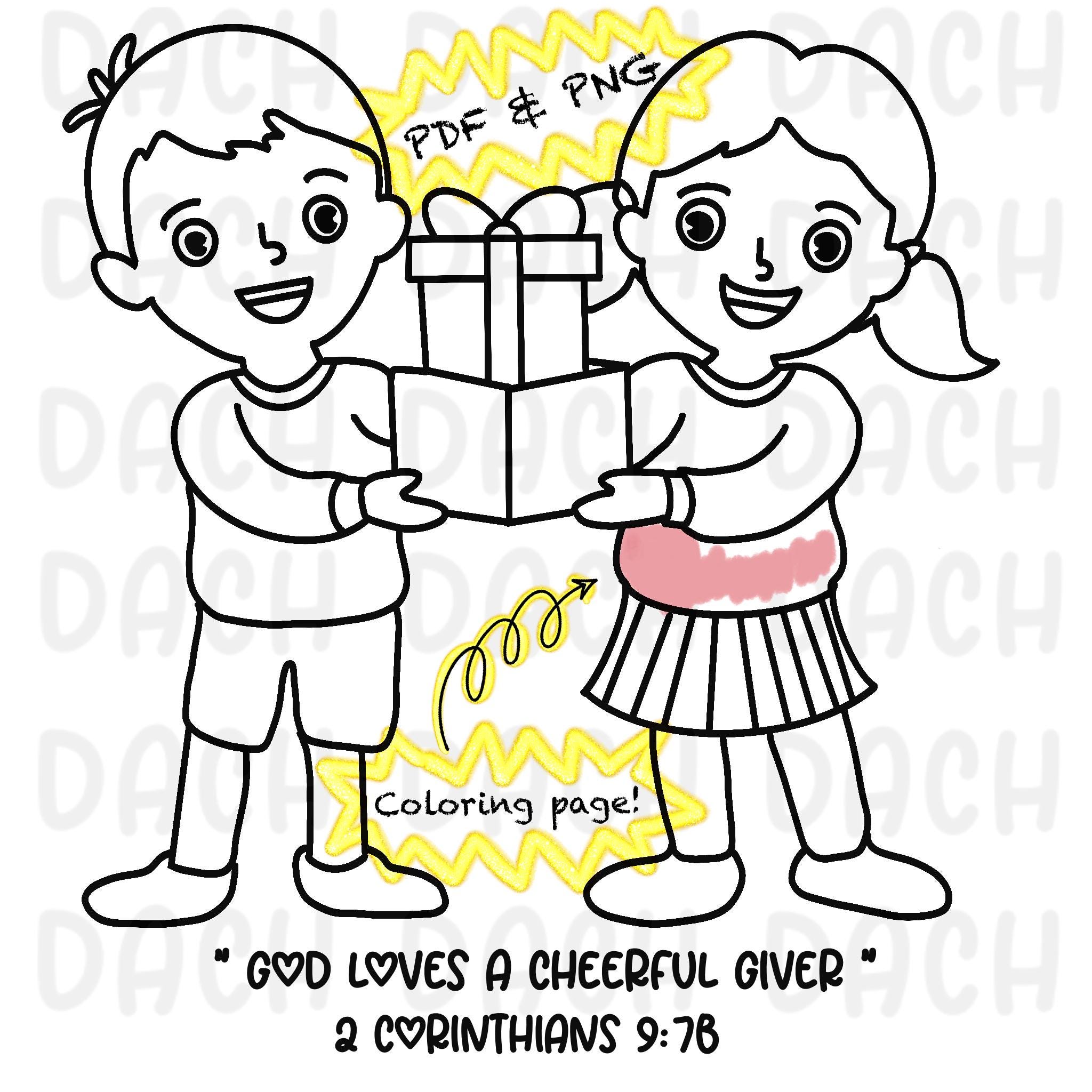 Cheerful Giver Coloring Page - Etsy