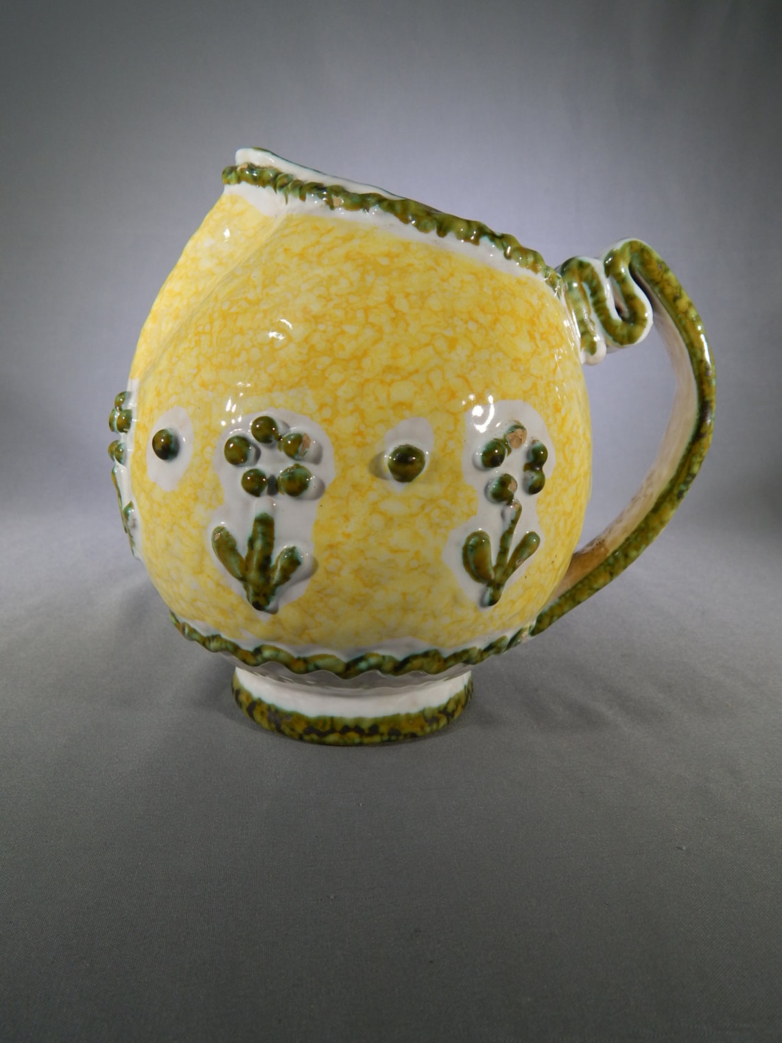 Lovely Italian Lemon Pitcher With Applied Floral Design and - Etsy