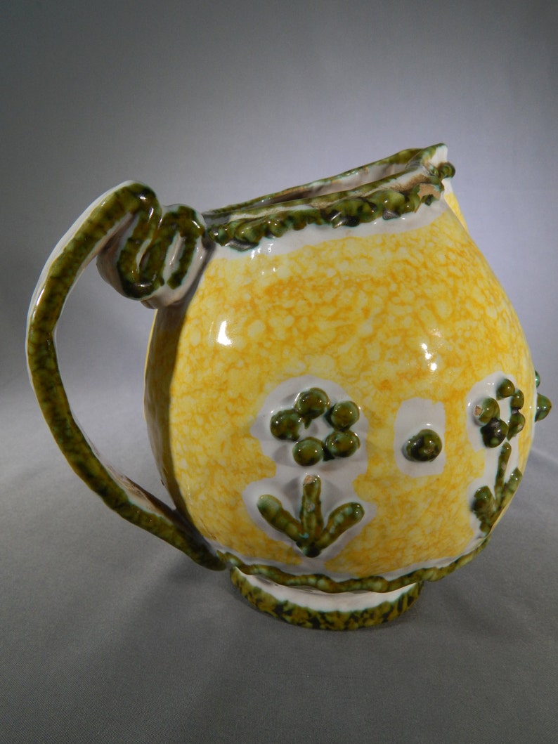 Lovely Italian Lemon Pitcher With Applied Floral Design and - Etsy