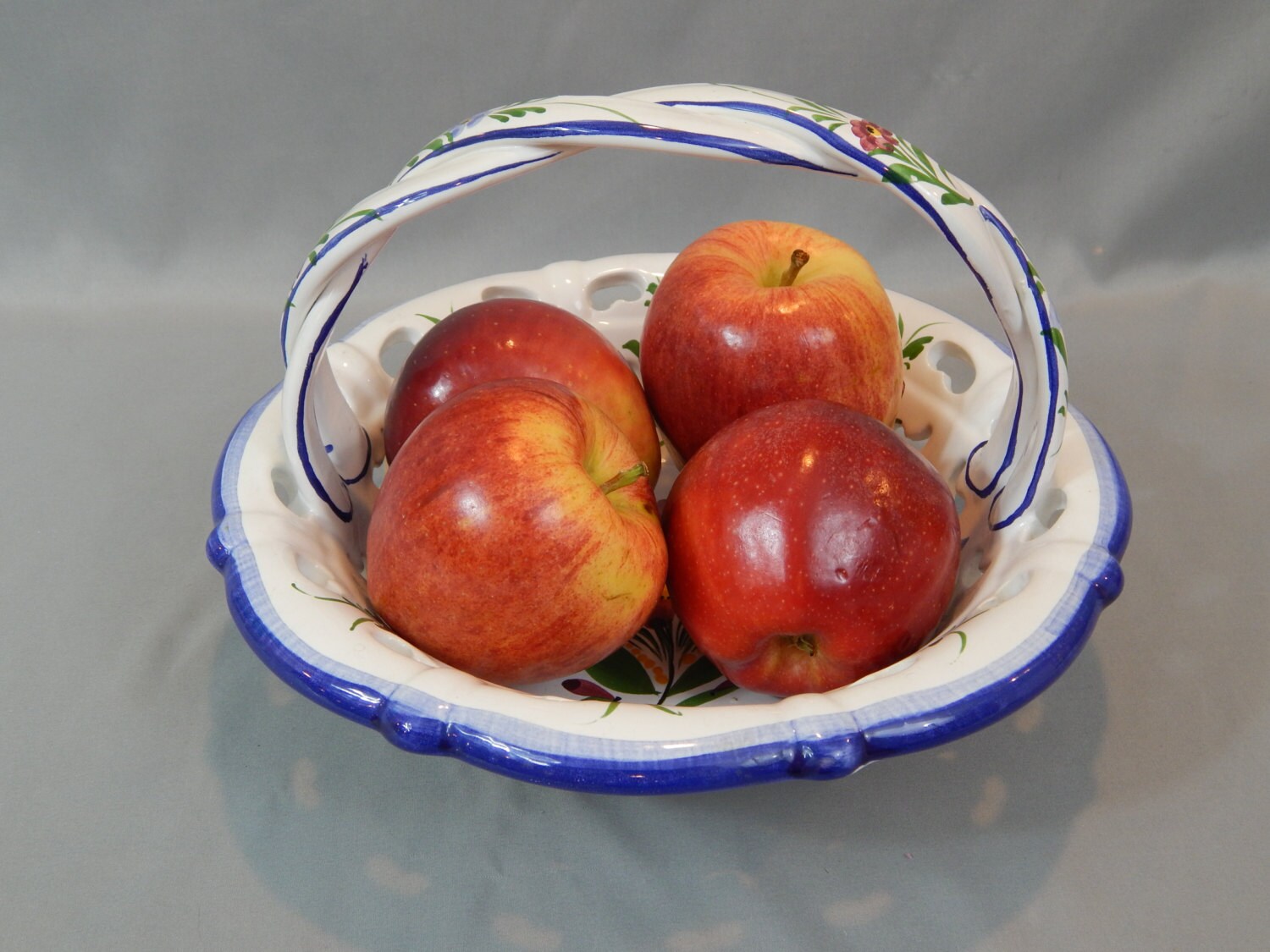 Vintage Old World Style Hand Painted Porcelain Floral Basket, Made in ...