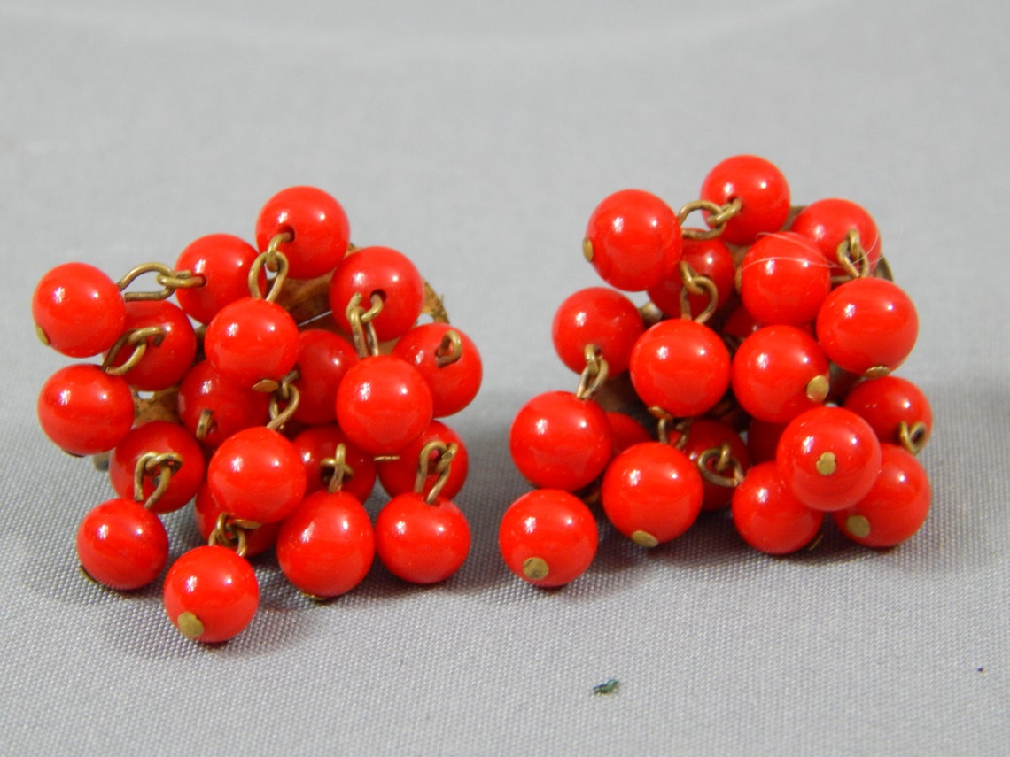 Fresh and Fruity Cherry Red Cha-cha Shimmy Earrings, Circa 1950s ...