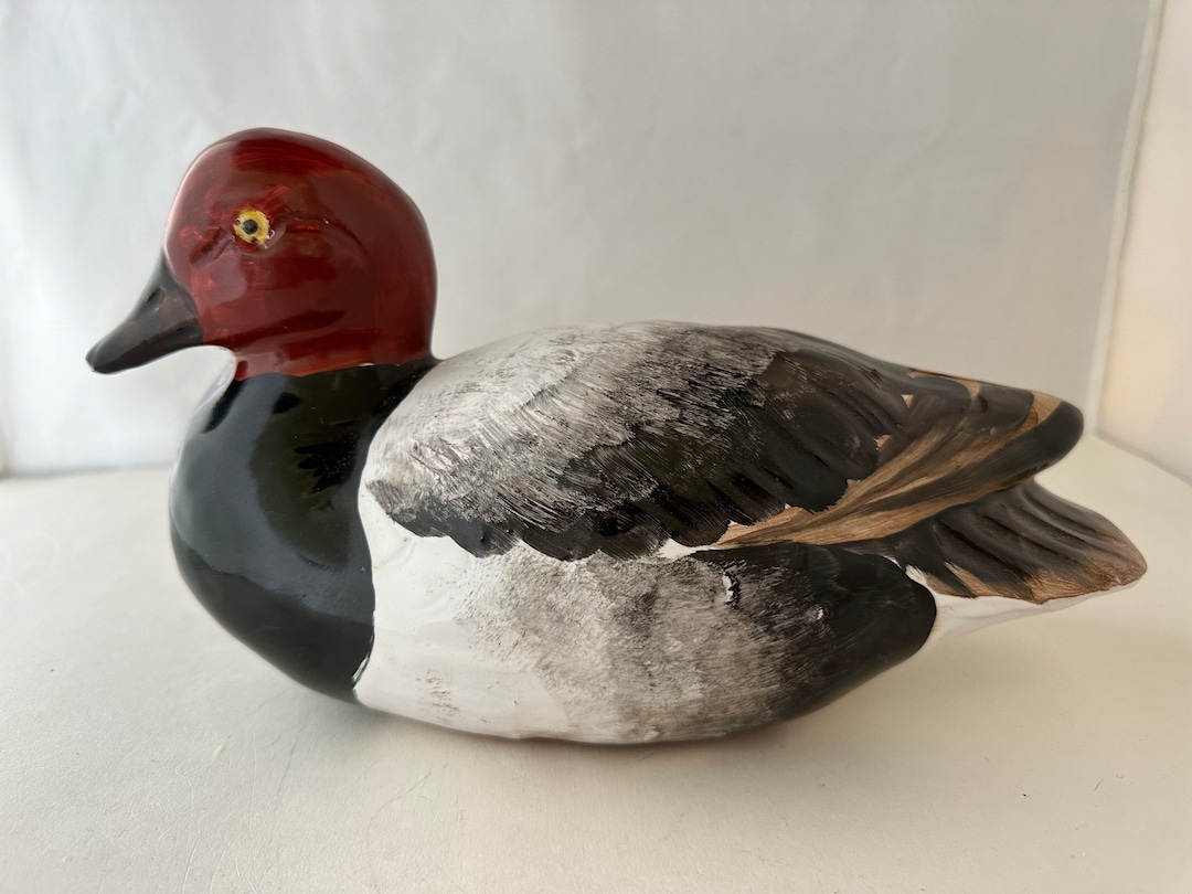 Beautiful Vintage Italian Redhead Duck Handcrafted, Majolica, Circa ...