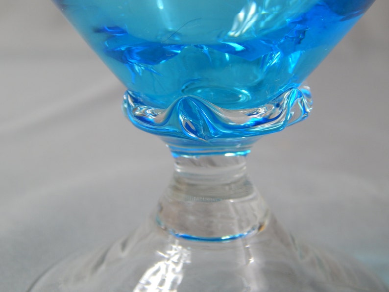 Outstanding Glass Pedestal Lidded Candy Jar, Turquoise Blue, Pontil ...