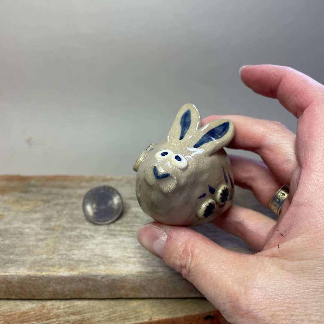 Handcrafted Miniature Stoneware Ceramic Pottery Rabbit/bunny With ...