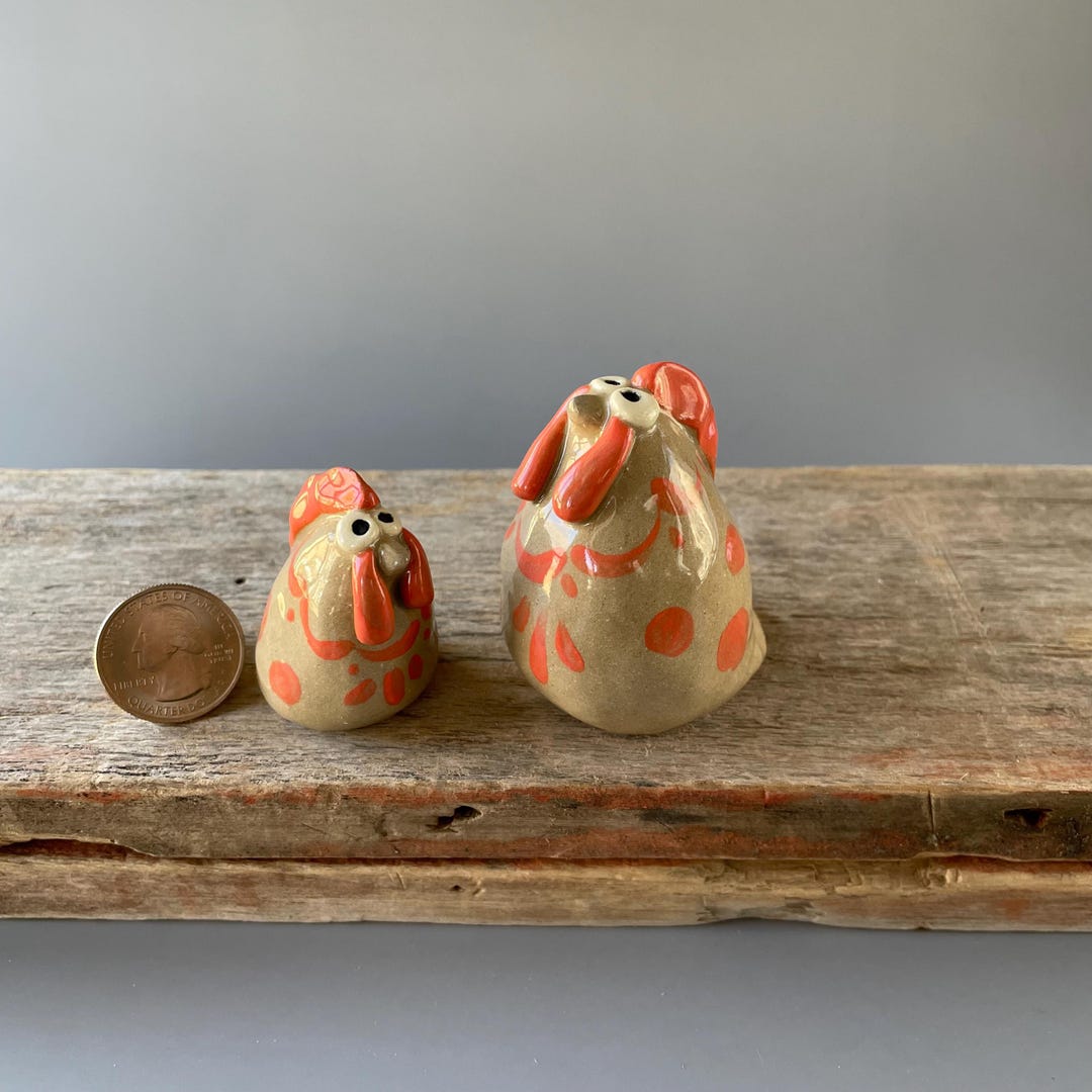 Pottery Family Duo of Funky Chickens FREE SHIPPING - Etsy