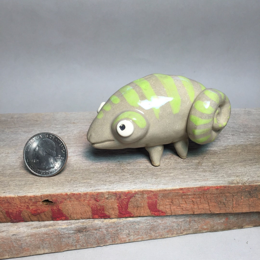 Buy Handmade Miniature Ceramic Figurine Pottery Chameleon / Geckos ...