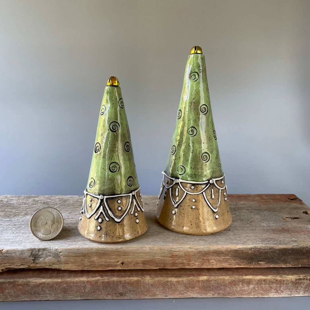 Handmade Holiday Jingle Tree Set in Antique Sea Glass Green Patina ...