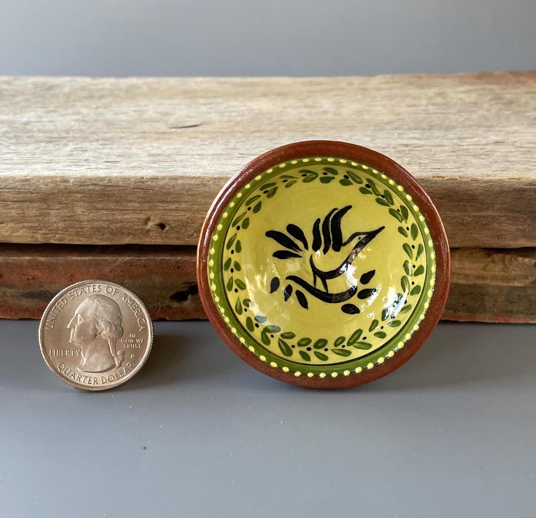 Miniature, Traditional Redware Earthenware Crock Bowl With Primitive ...