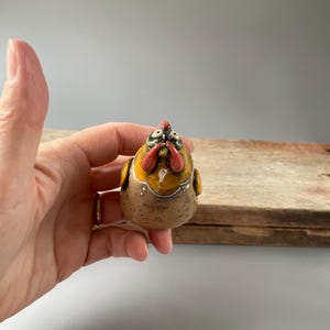 Funky Handmade Pottery Chicken Hen Miniature in Stoneware, Ooak, Slip ...